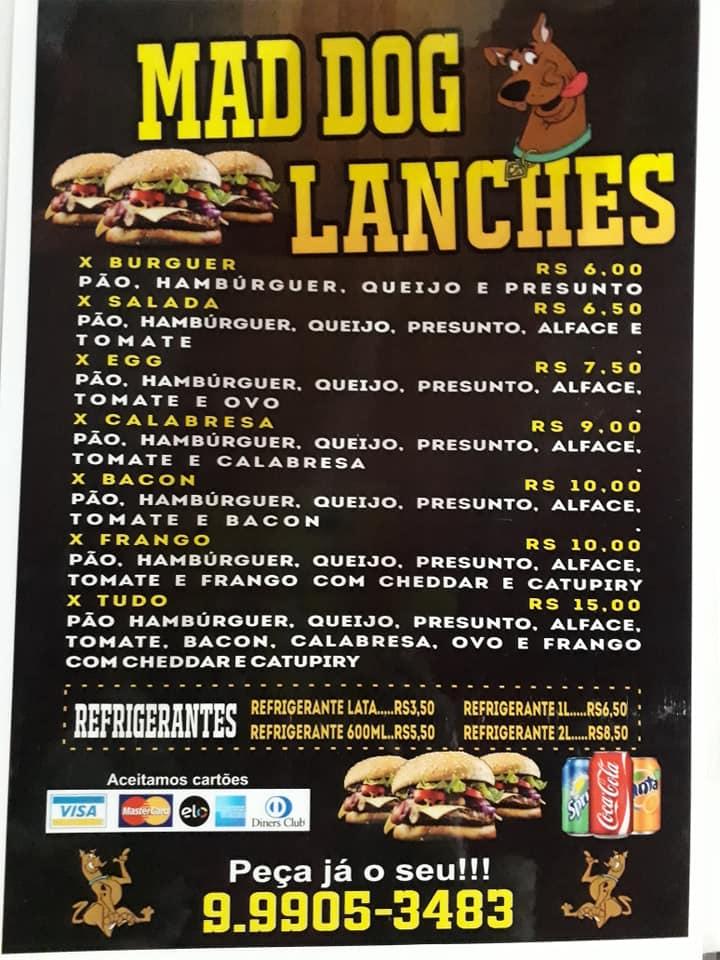 Menu em Mad Dog Lanches, Quatro Barras