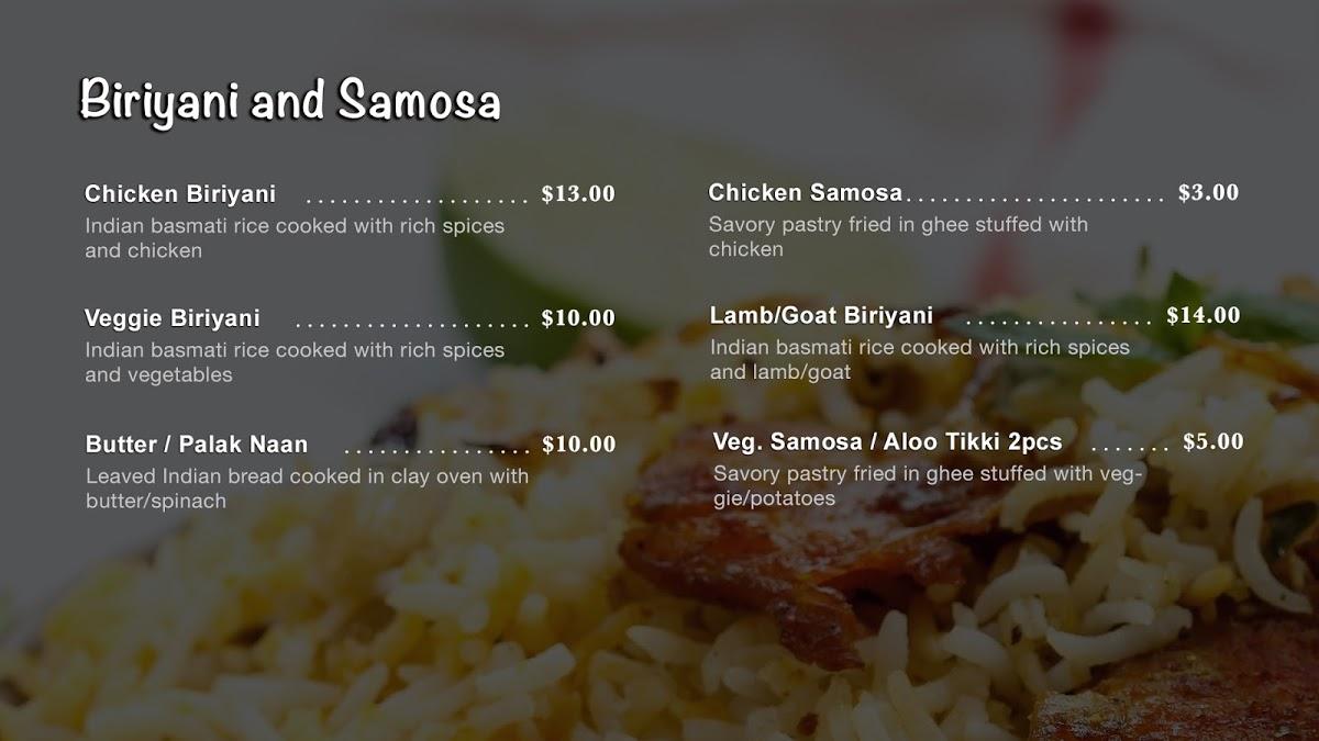 Menu at New Indian Sweets restaurant, Edmonton, 99 St NW