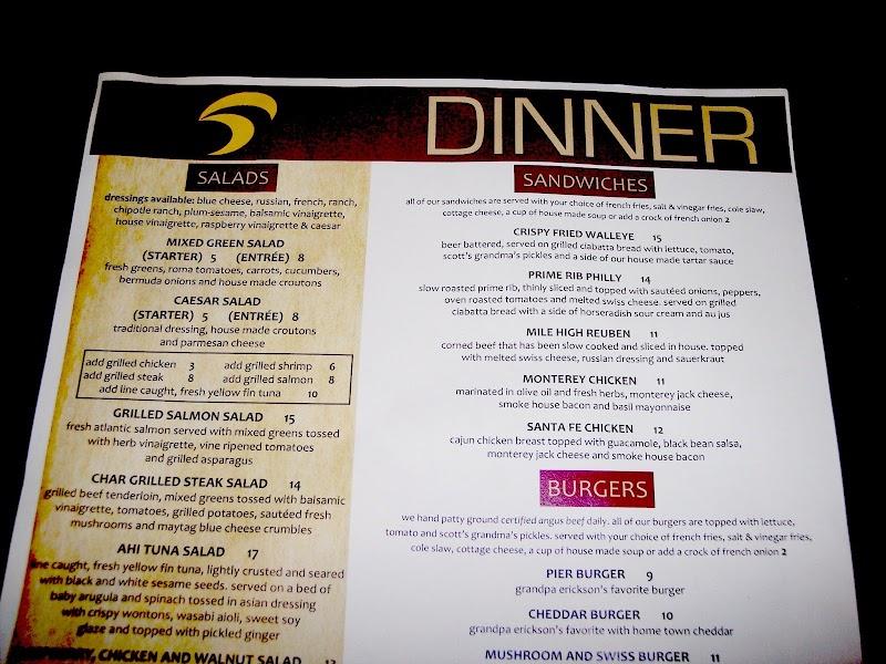 Menu at Pier 500 pub & bar, Hudson, 500 1st St