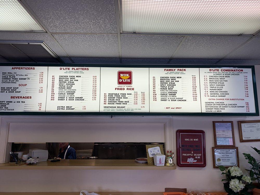 Menu at Wok D'Lite restaurant, Lake Charles