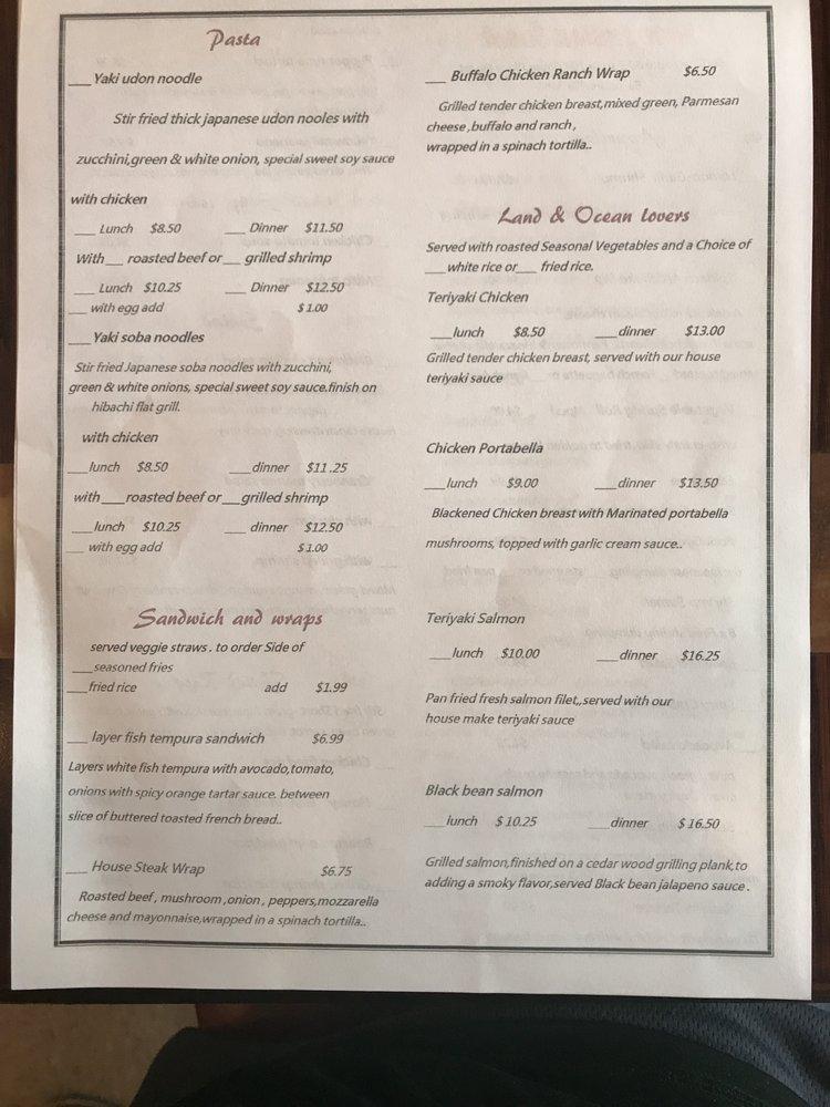 Carta del restaurante Xuan Fusion Sushi, Barboursville