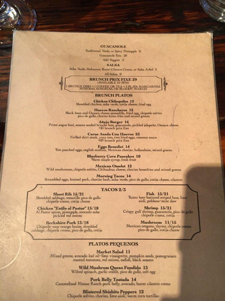 Menu at Añejo restaurant, West New York, 668 10th Ave