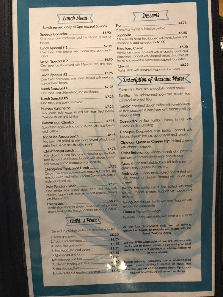 Menu at Gran Agave restaurant, Riverview