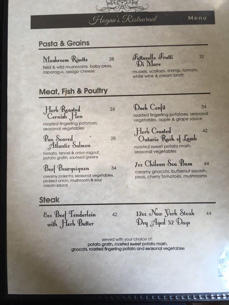 Menu at Hogan's Restaurant, King City