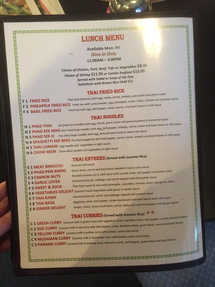 Menu at Little Thailand restaurant, Sedro-Woolley