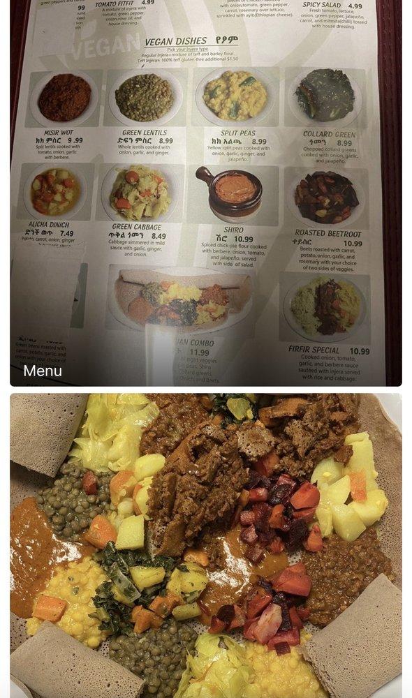 Menu at Nile Ethiopian Restaurant, Jacksonville