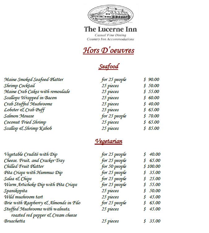 Menu at The Lucerne Inn pub & bar, Dedham