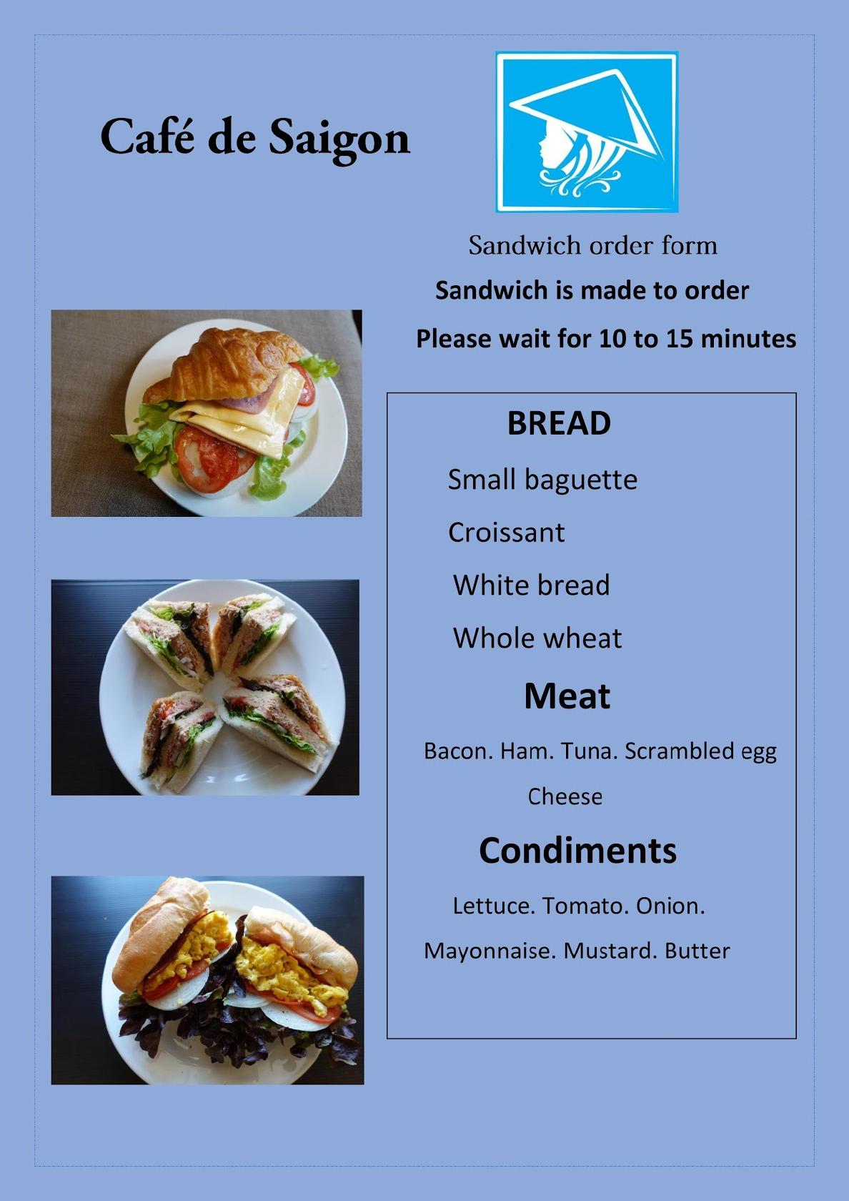 Menu at Coffee & Snack Saigon cafe, Rim Tai