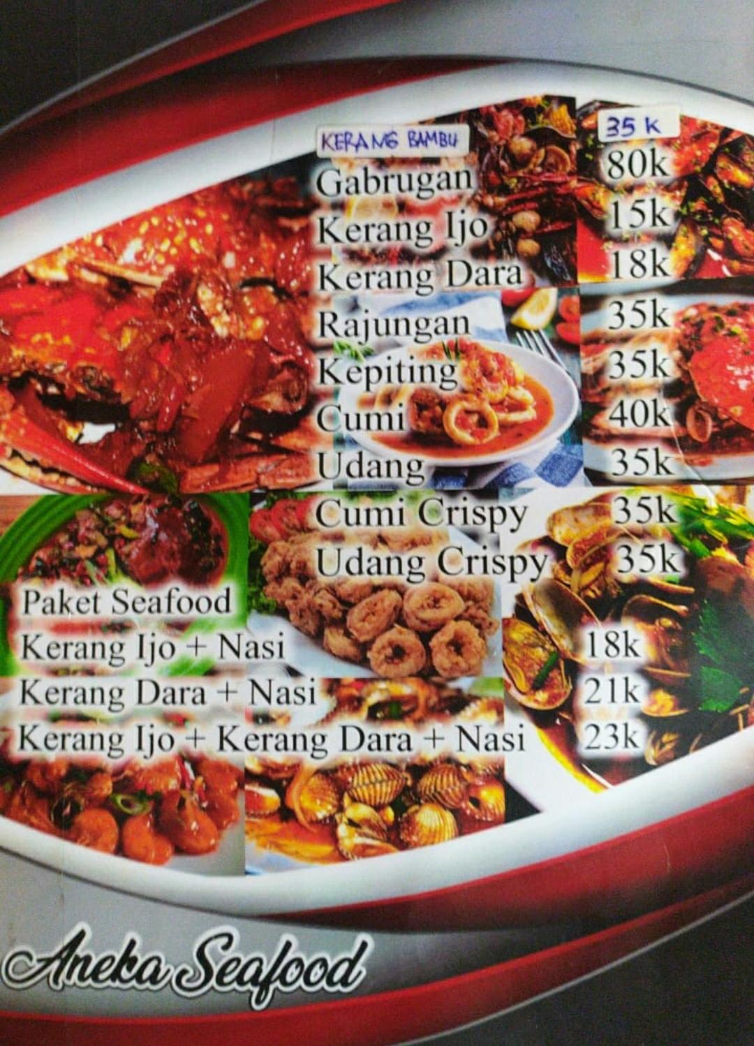 Menu at Dermaga Seafood restaurant, Banten