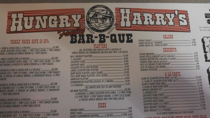 Menu at Hungry Harry's Famous BBQ, Seffner