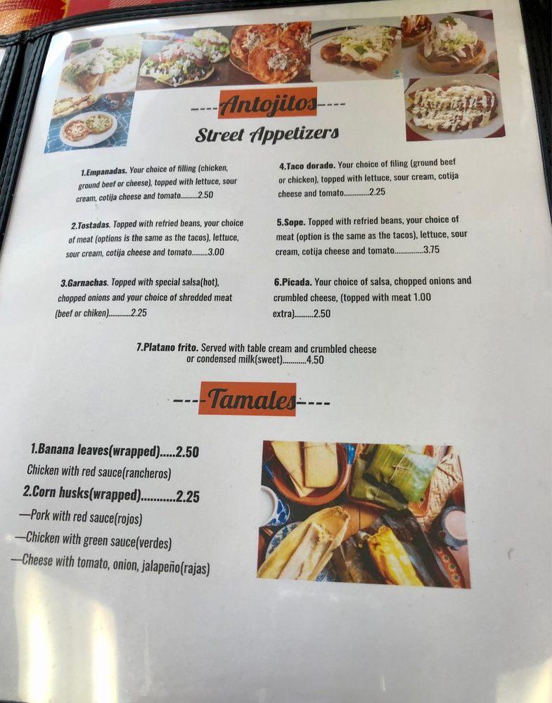 Menu at La Paloma restaurant, Elizabethtown