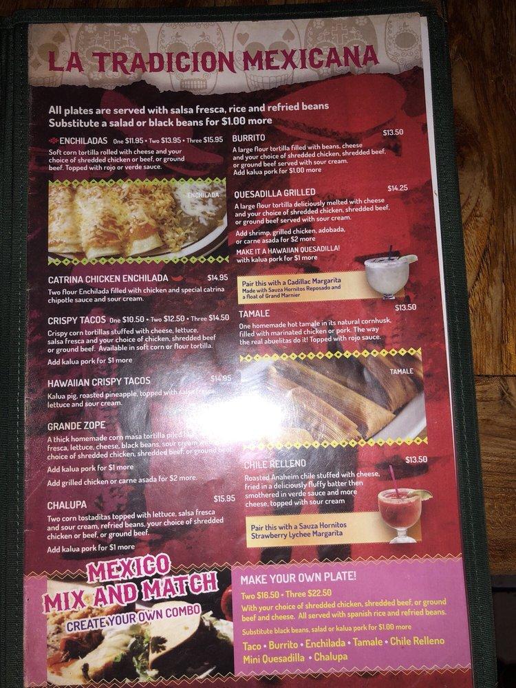 Menu at Mexico Lindo pub & bar, Kailua