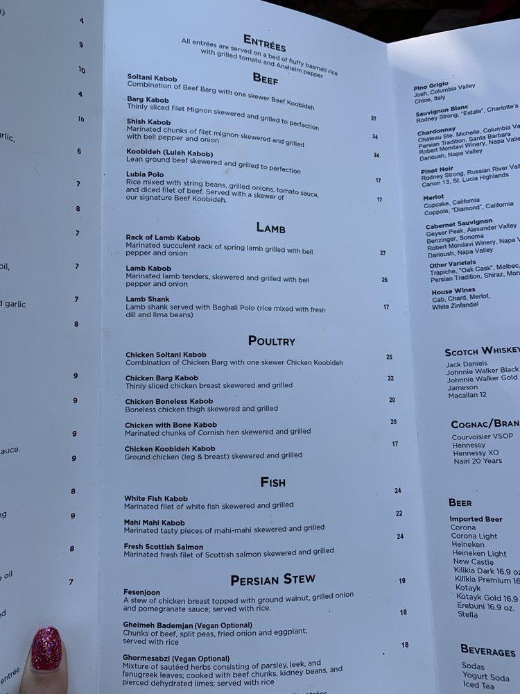 Menu at Raffi's Place restaurant, Glendale