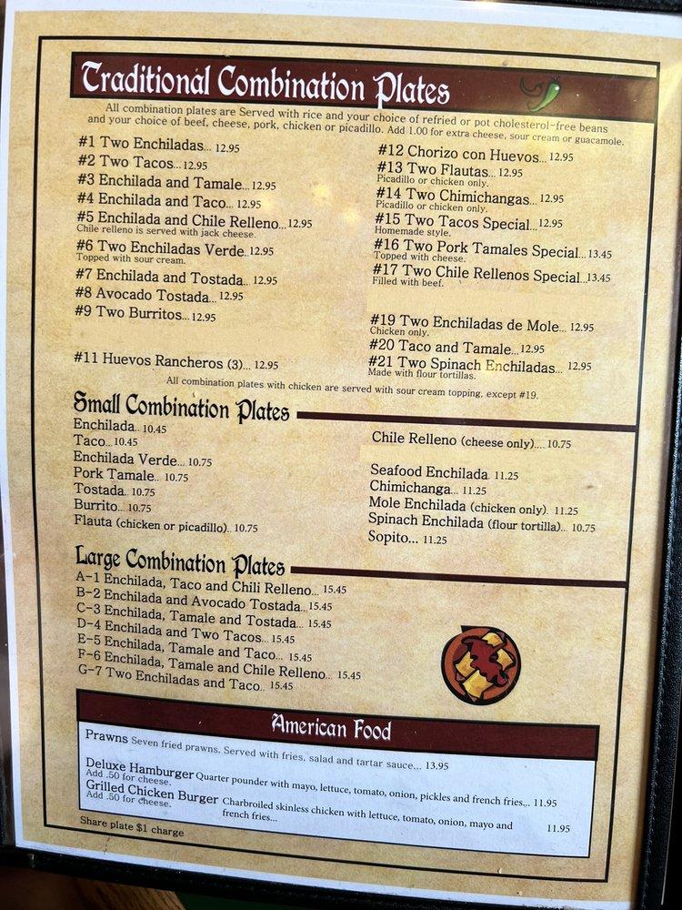 Menu at Casa México restaurant, Boise, Fairview Ave # 104