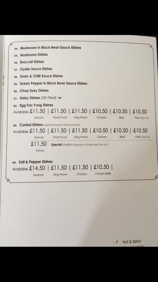 Menu at Peking Inn restaurant, Cumbernauld