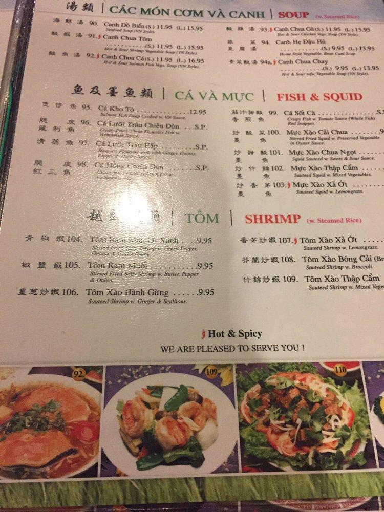 Menu at Pho Da Nang restaurant, South Amboy