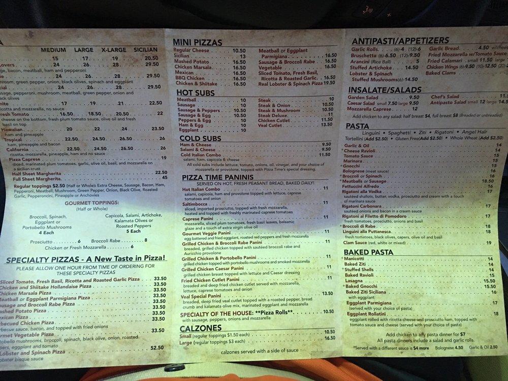 Menu at Pizza Time pizzeria, Boca Raton, SW 2nd Ave #7000