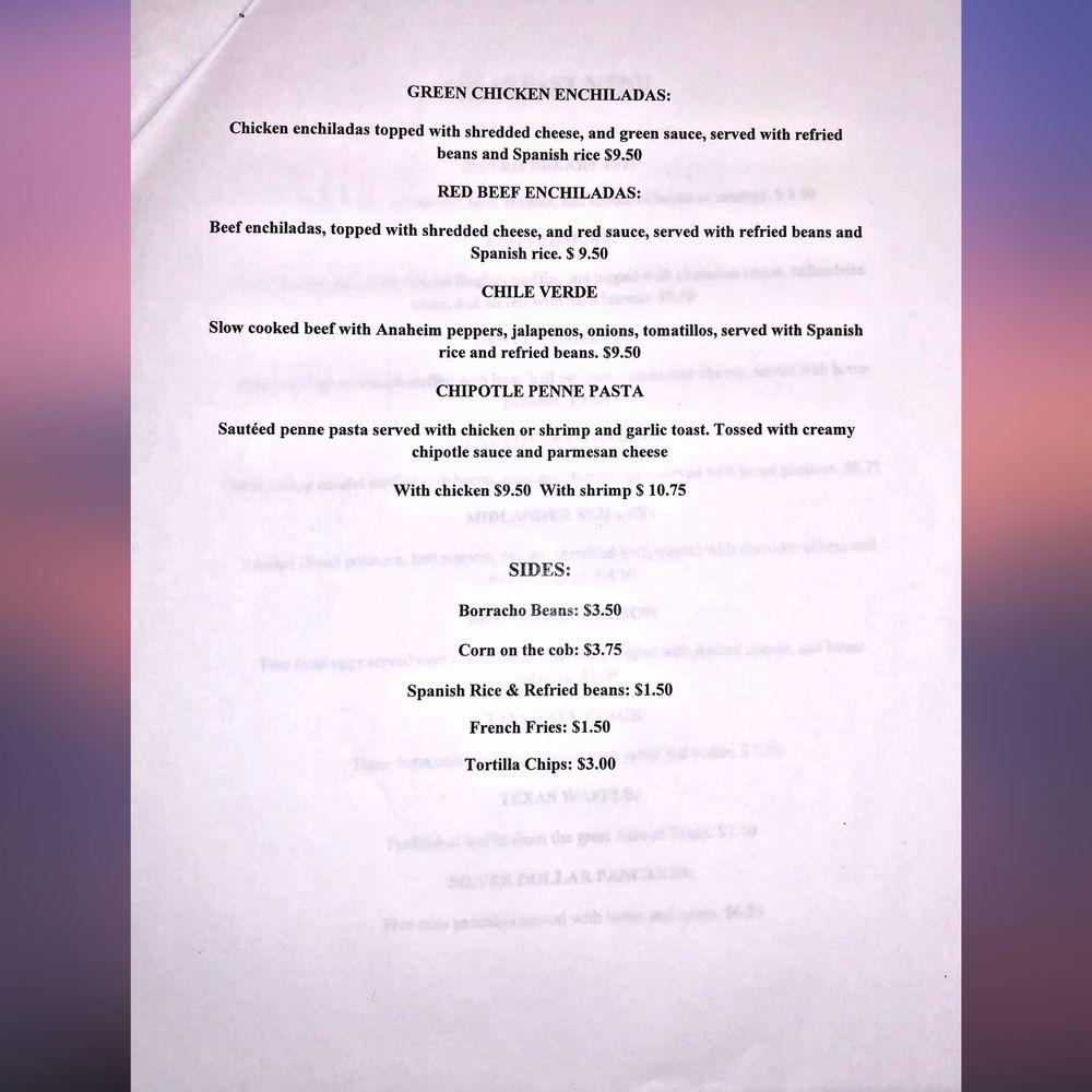 Menu at Tall City Bistro restaurant, Midland