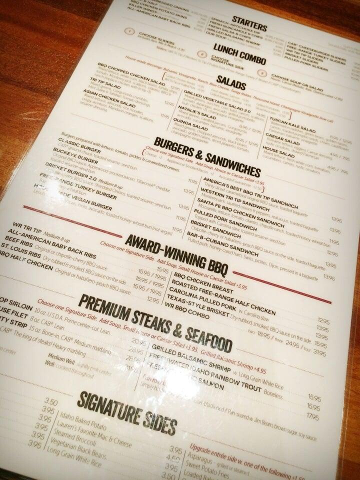 Menu at Wood Ranch BBQ, Cerritos