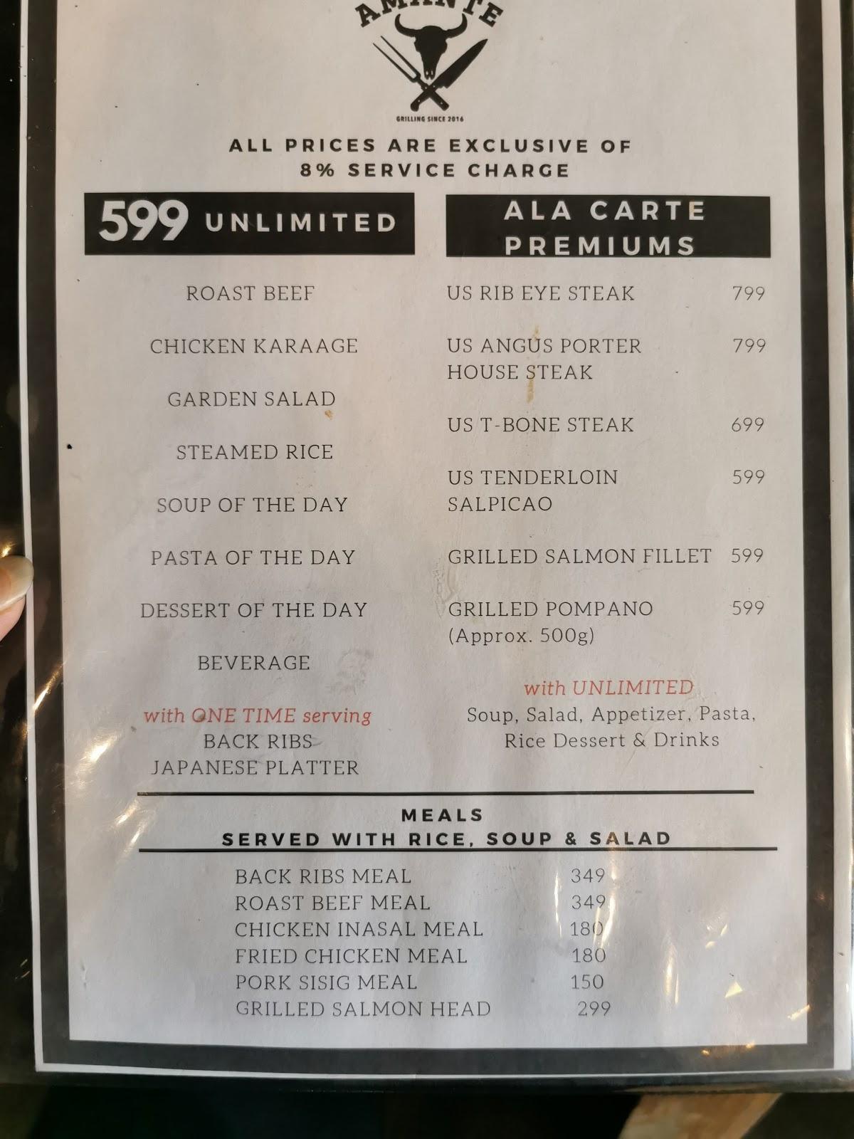 Menu at Amante Ribs and Steaks restaurant, Mabalacat, El Kabayo Riding ...