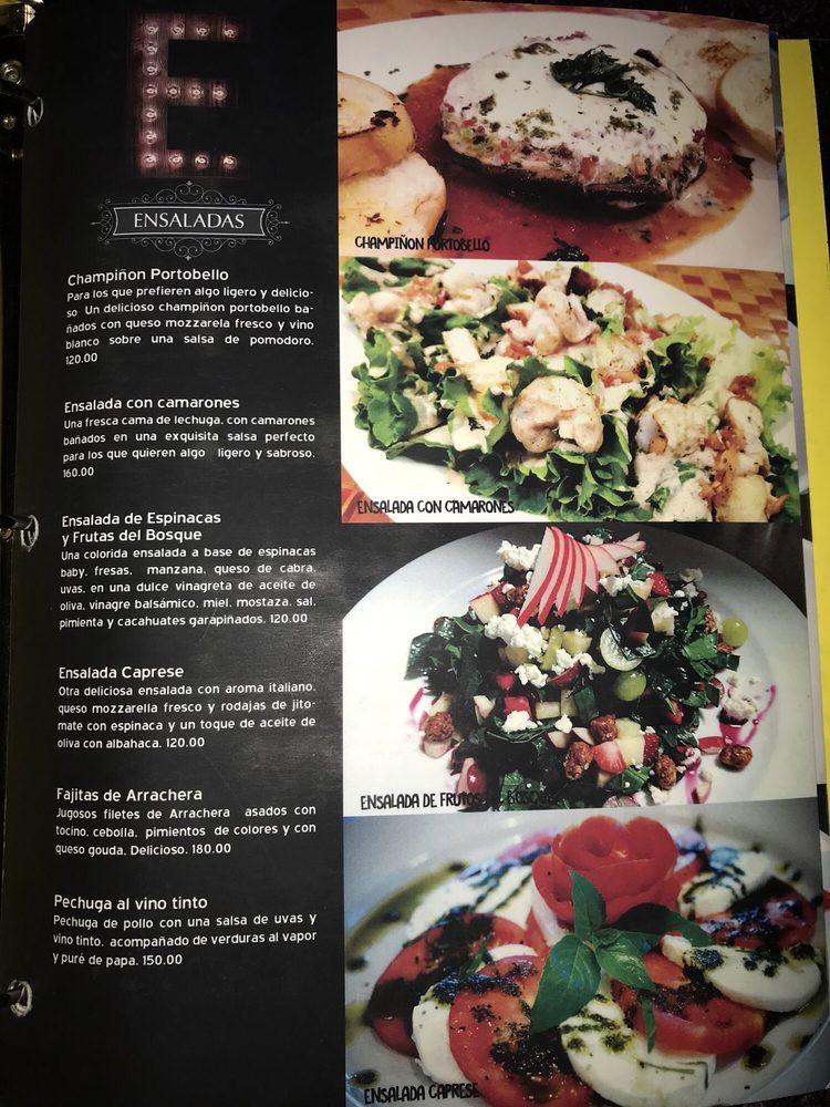 Menu at Angus restaurant, Guanajuato