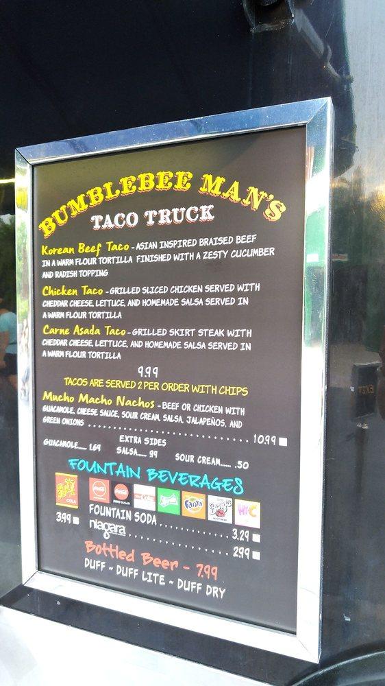 Menu at Bumblebee Man's Tacos restaurant, Orlando