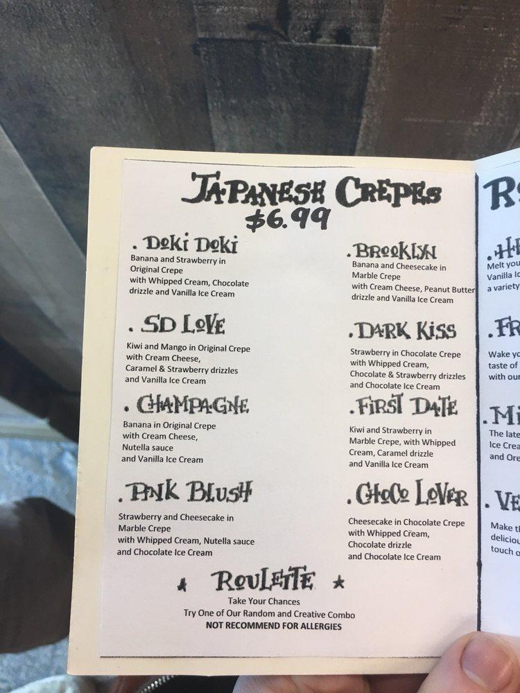 Menu at Doki Doki desserts, Salt Lake City