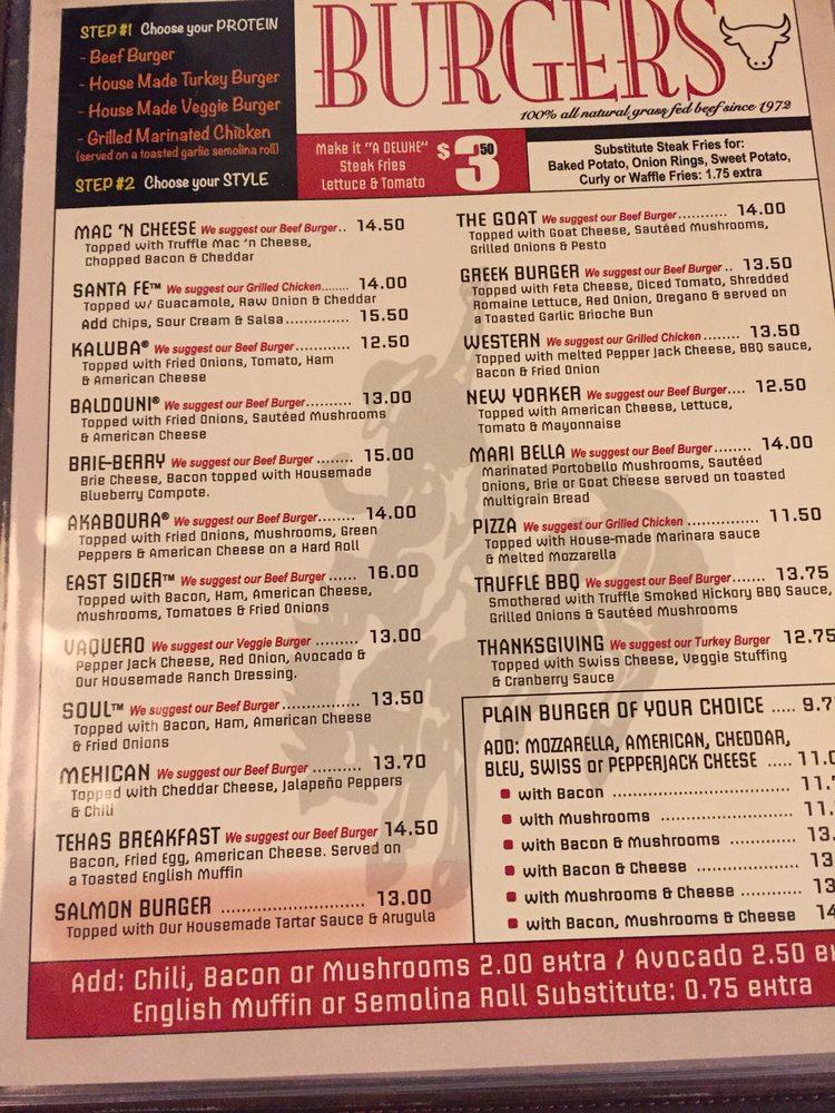 Menu at Jackson Hole restaurant, New York City, 232 E 64th St A