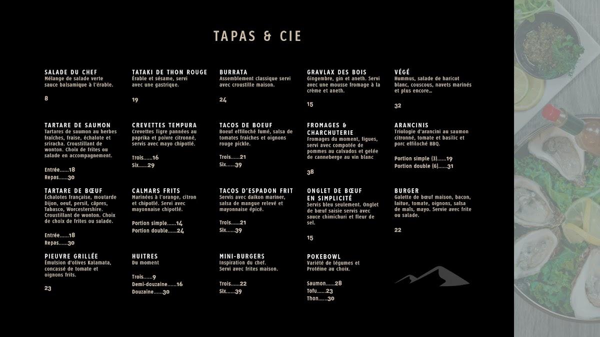 Menu at Le Lounge restaurant, Saint-Sauveur