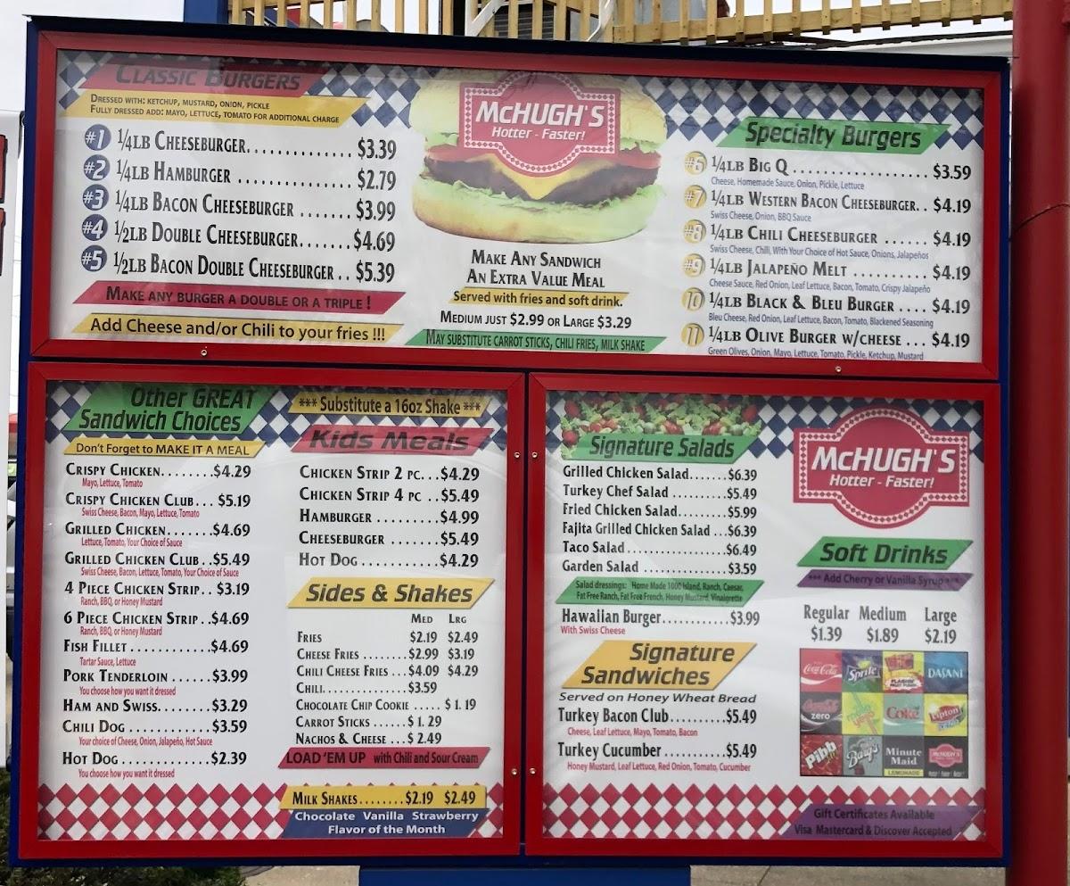 Menu at Mc Hugh's Double Drive Thru restaurant, Charleston