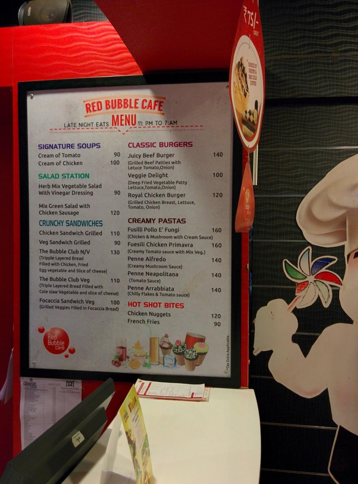 Menu at Red Bubble Cafe, Kakkanad, 9-418-A3