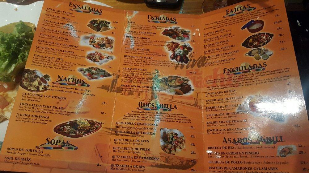 Menu au Restaurant El Mexicano Basel, Bale