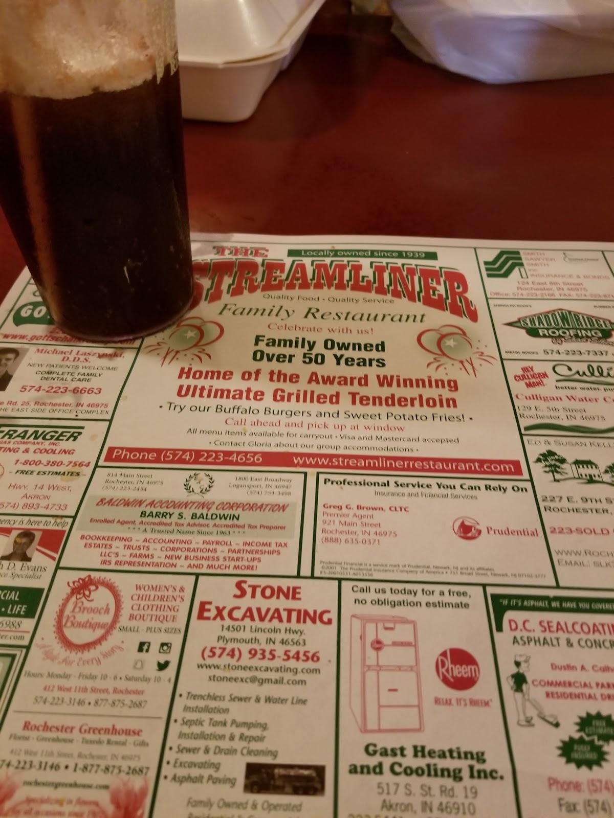 Menu at Streamliner Family Restaurant, Rochester