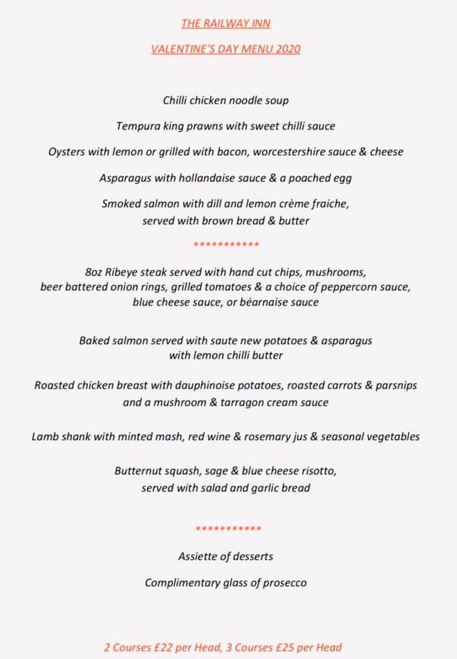Menu at The Railway Inn pub & bar, Docking