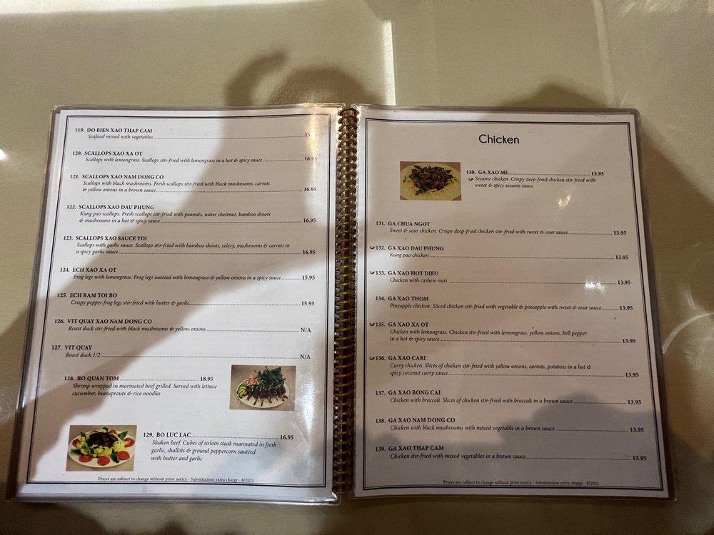 Menu at Saigon Basil restaurant, Northglenn