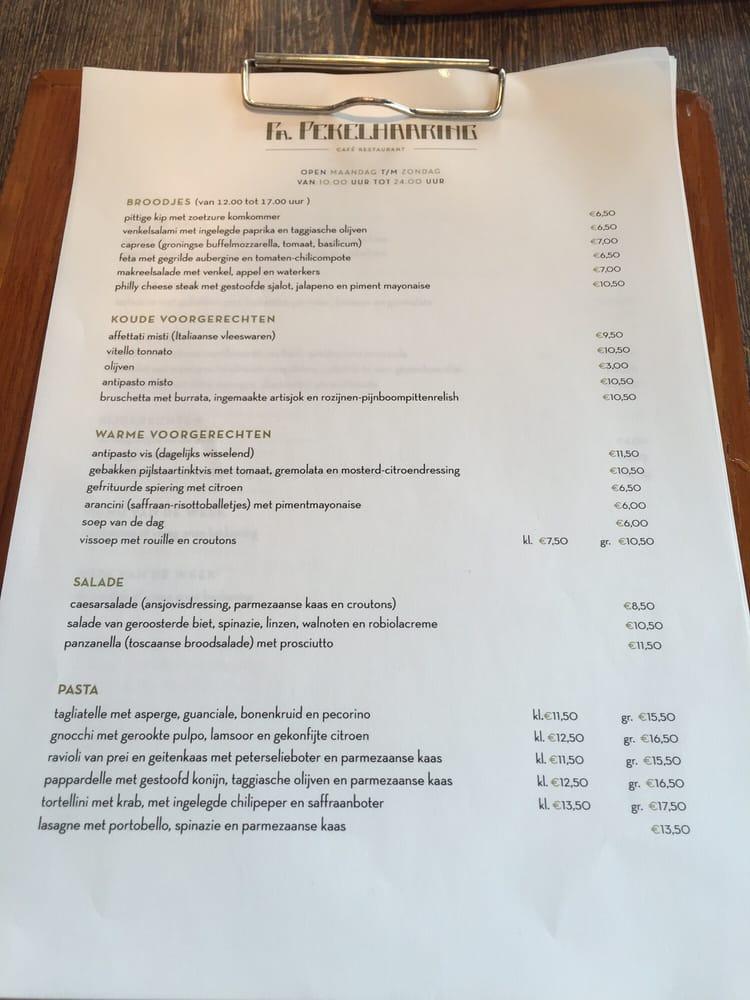 Menu at Fa. Pekelhaaring, Amsterdam