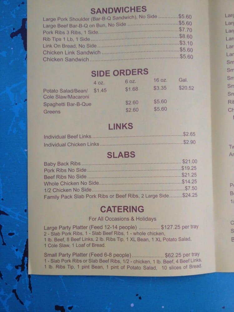Menu at Jay Bee's Bar-B-Q, Gardena