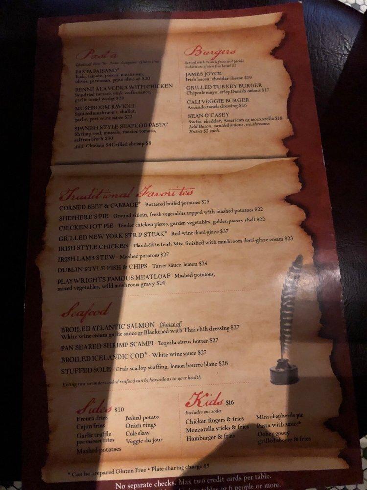Menu at Playwright pub & bar, West New York, 202 W 49th St
