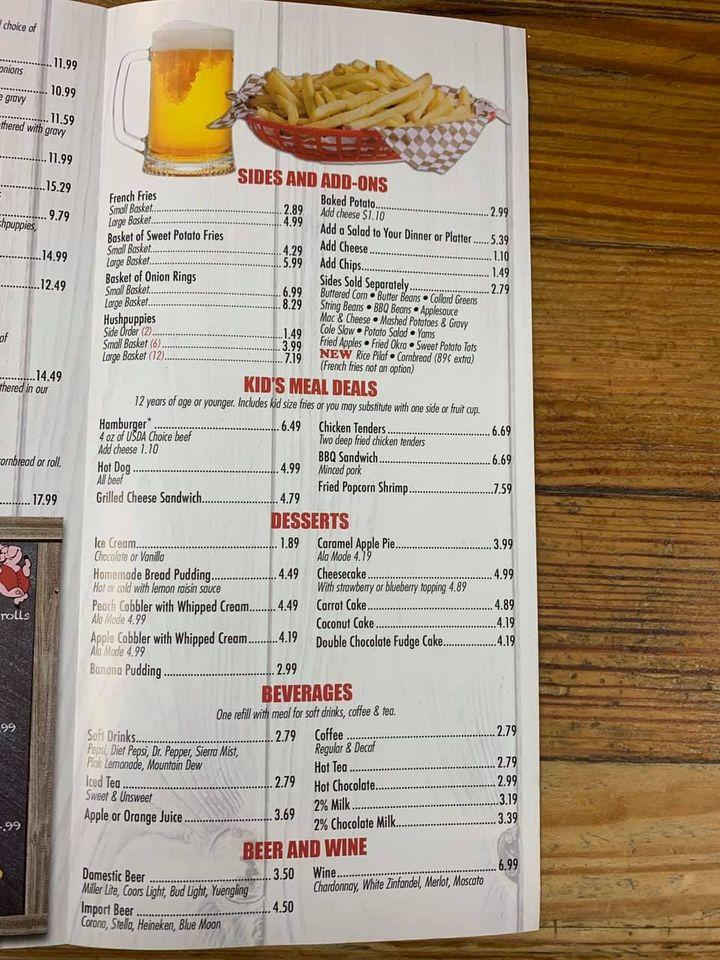 Menu at Prince George Family BBQ, Petersburg