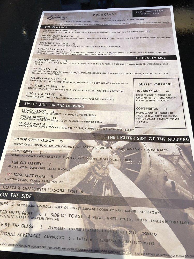 Menu at The Ashburn, An American Gastropub, Rosemont
