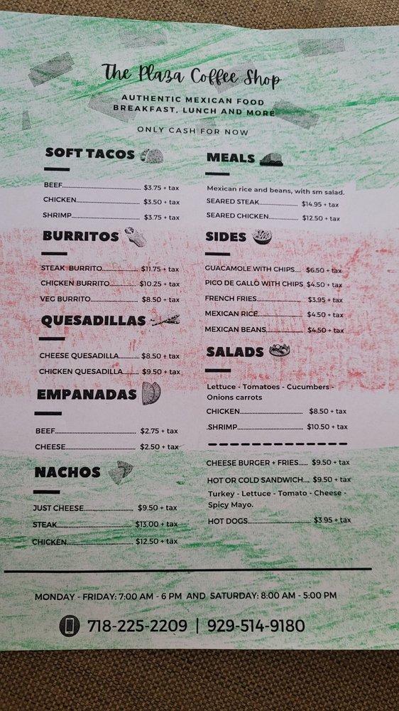 Menu at The Plaza Coffee Shop restaurant, New York City