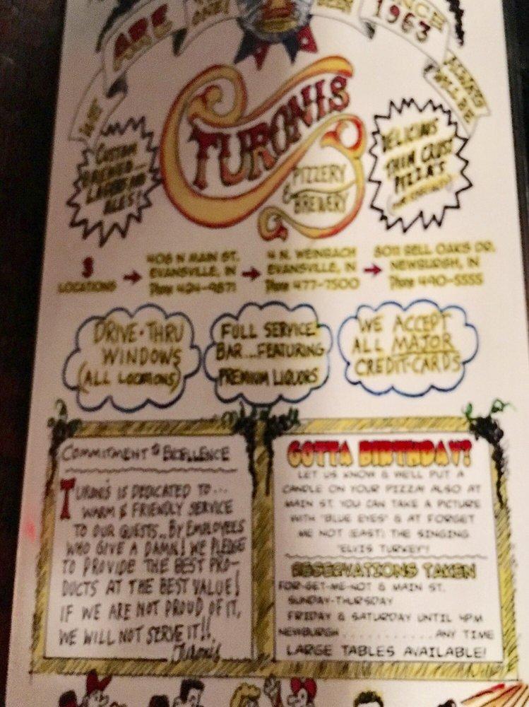 Menu at Turoni's Pizzery & Brewery pizzeria, Newburgh
