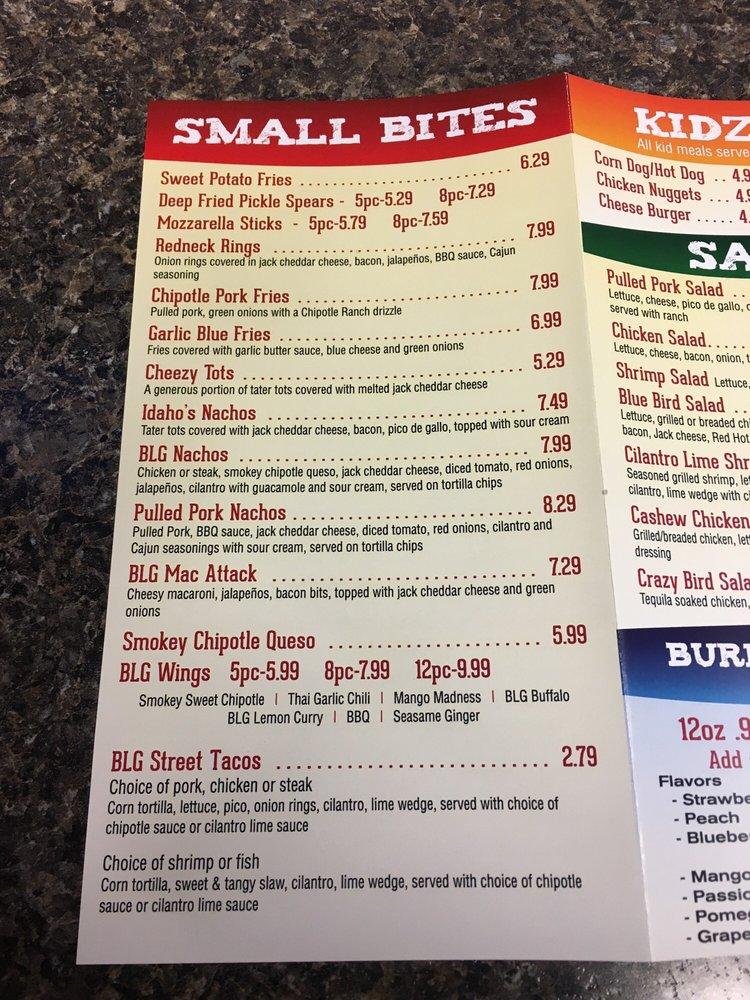 Menu at Burnt Lemon Grill restaurant, Twin Falls, Shoshone St E