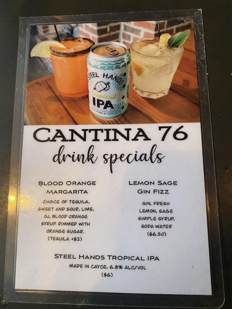 Menu at Cantina 76 pub & bar, Columbia, Devine St