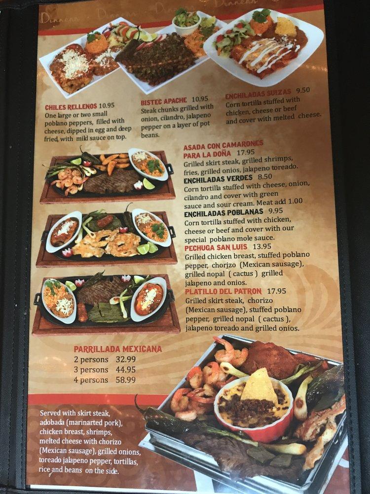 Menu at San Luis restaurant, Whiting