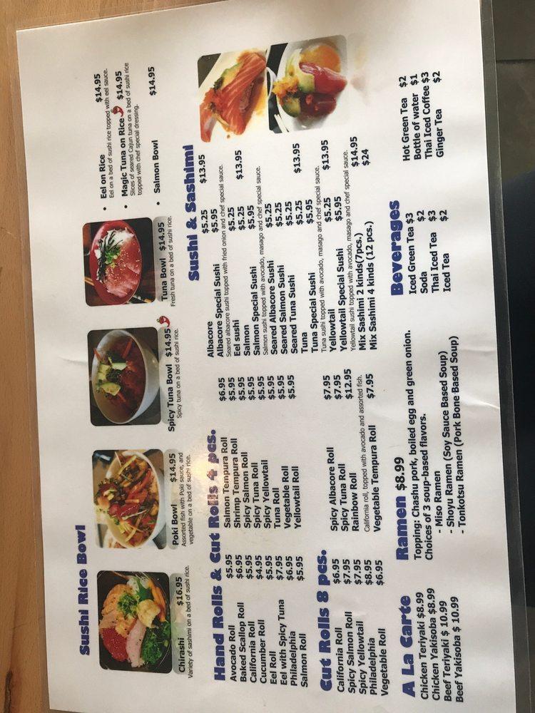 Menu at Blue Bird Sushi restaurant, Long Beach