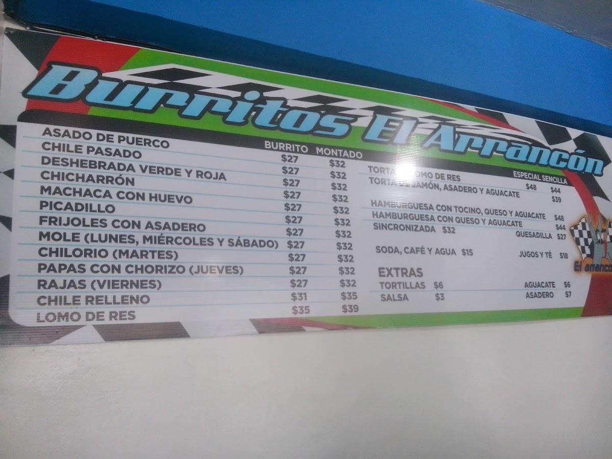 Carta del restaurante Burritos El Arrancón, Chihuahua, Blvrd Gustavo ...