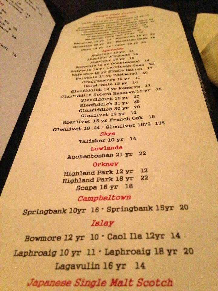 Menu at Capital Hotel pub & bar, Little Rock