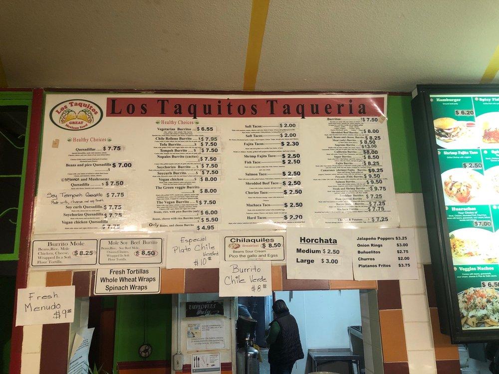 Menu at Los Taquitos Taqueria restaurant, Portland, NE Glisan St