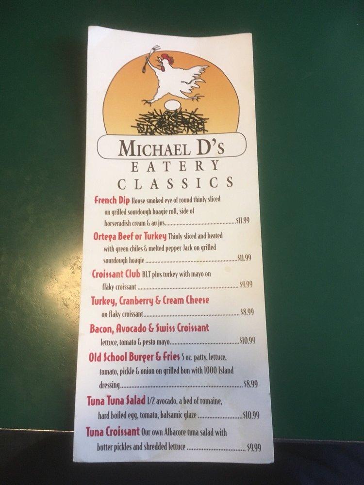 Menu at Michael D's Eatery restaurant, Coeur d'Alene